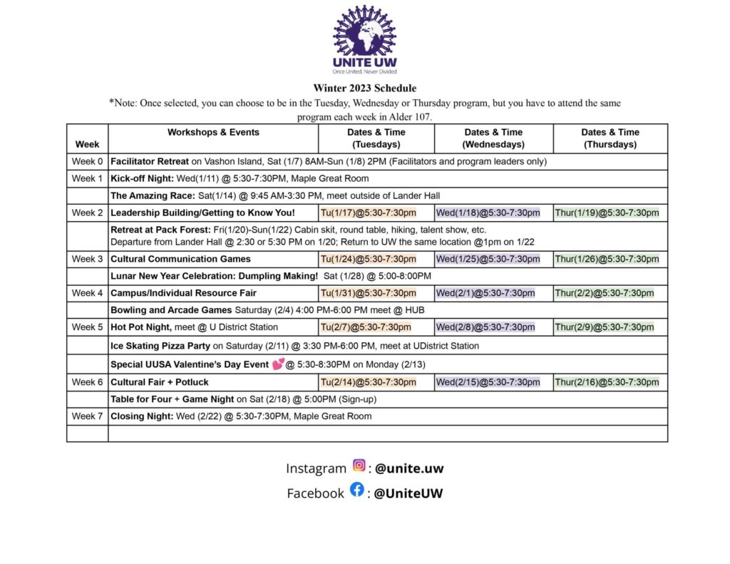 Unite UW | Schedule